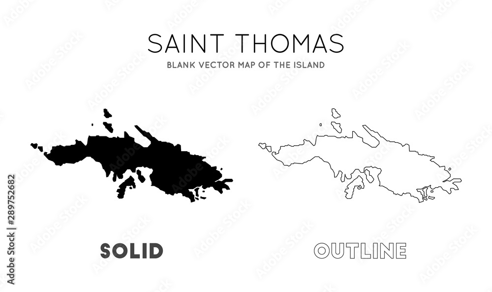 Saint Thomas map. Blank vector map of the Island. Borders of Saint ...