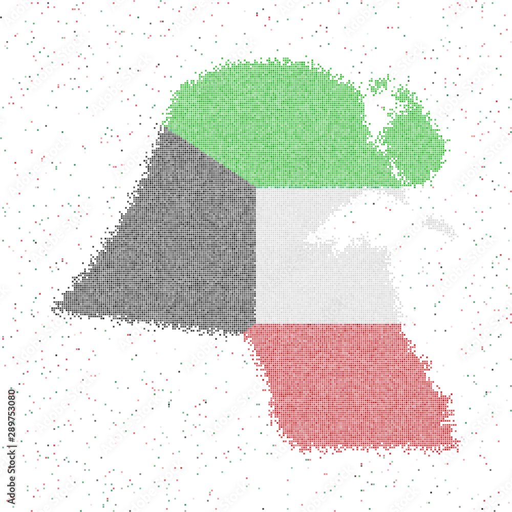 Map of Kuwait. Mosaic style map with flag of Kuwait. Vector ...