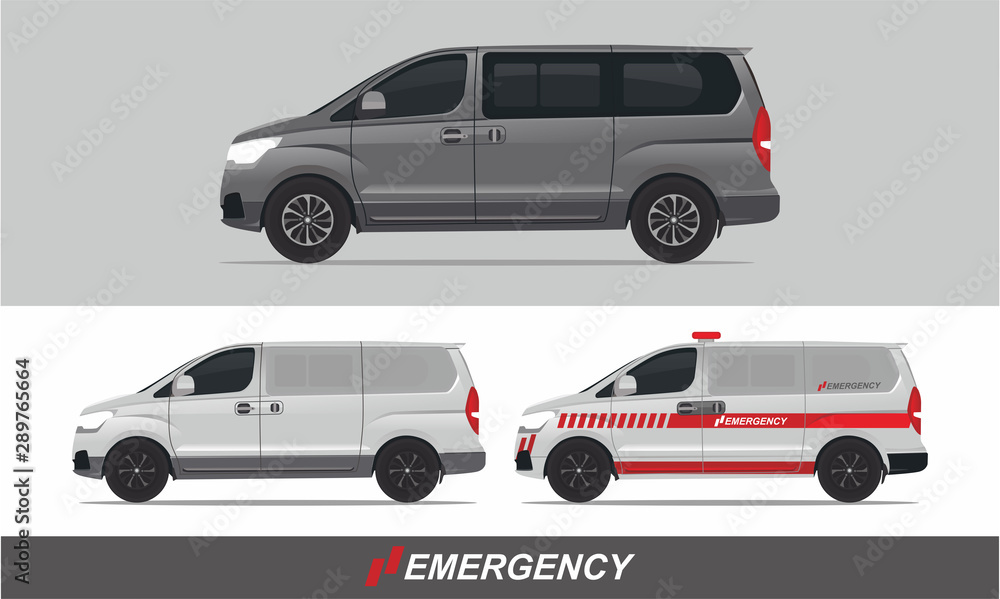 Set Illustration of big van for family vacation, blind van transport ...