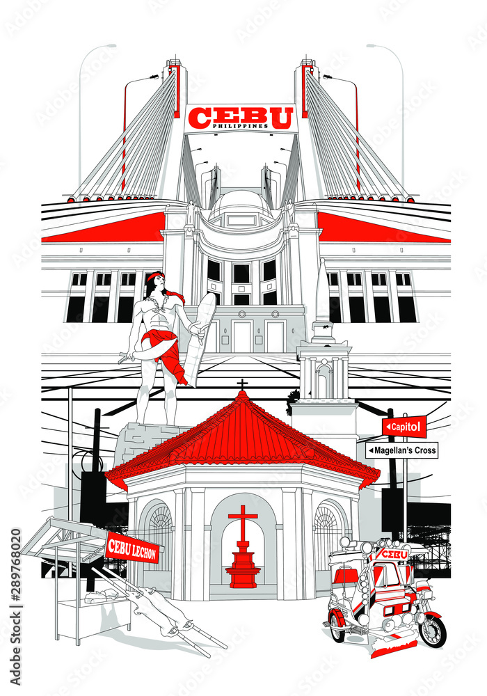 cebu philippines landmark icon vector set Stock Vector | Adobe Stock