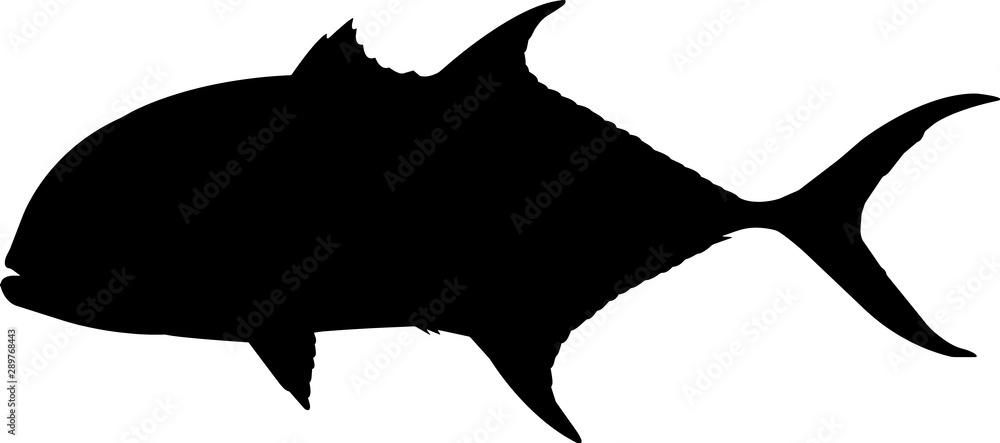 Crevalle Jack Fish Silhouette Vector Stock Vector | Adobe Stock