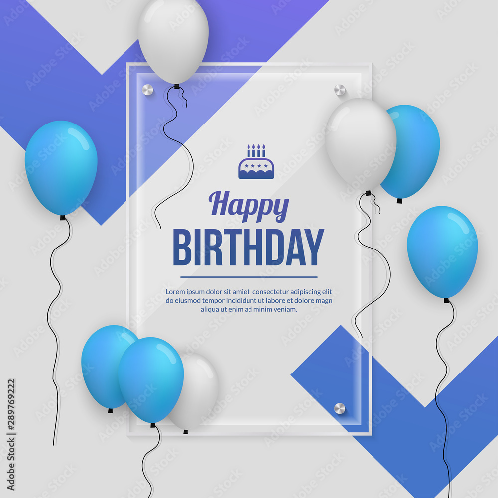 Birthday party celebration background template with realistic balloon ...