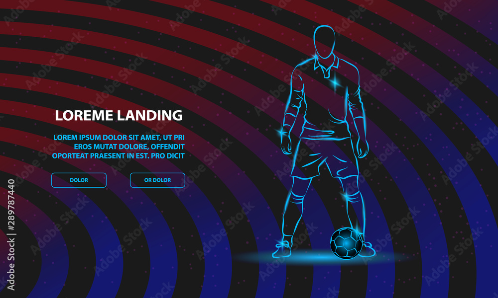 Soccer player stands near the ball and prepare for a kick. Vector Sport ...