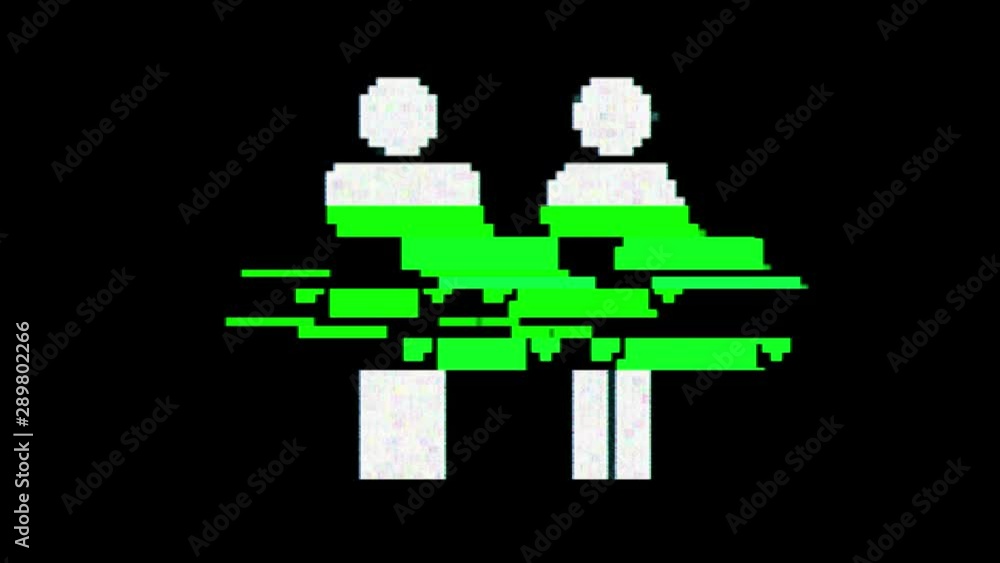 White pictograms of a man and woman couple on black background with ...