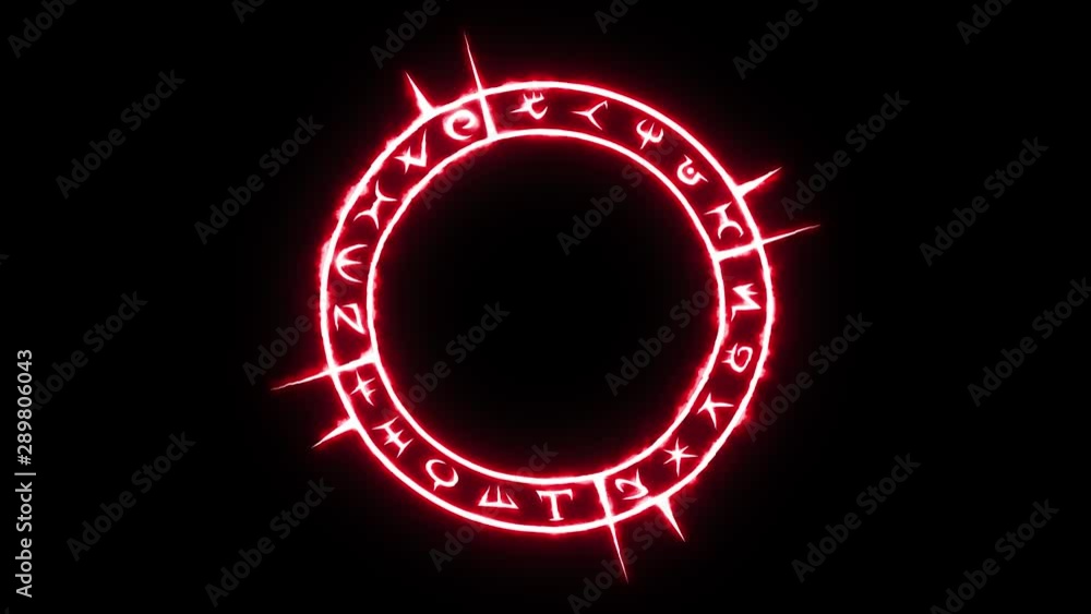 White occult circle with rotating parts and mystical symbols with ...