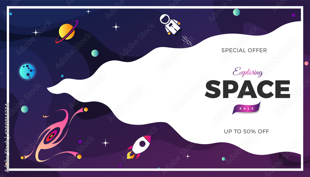 Space exploration modern background design with a Galaxy, Astronaut ...