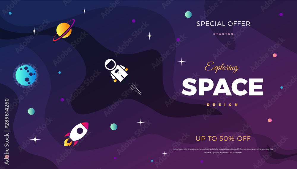 Space exploration modern background design with a Galaxy, Astronaut ...