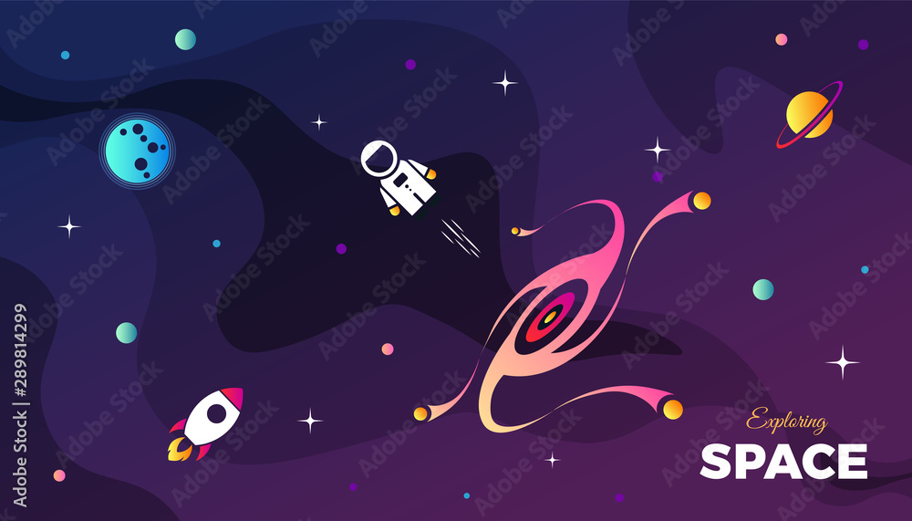 Space exploration modern background design with a Galaxy, Astronaut ...