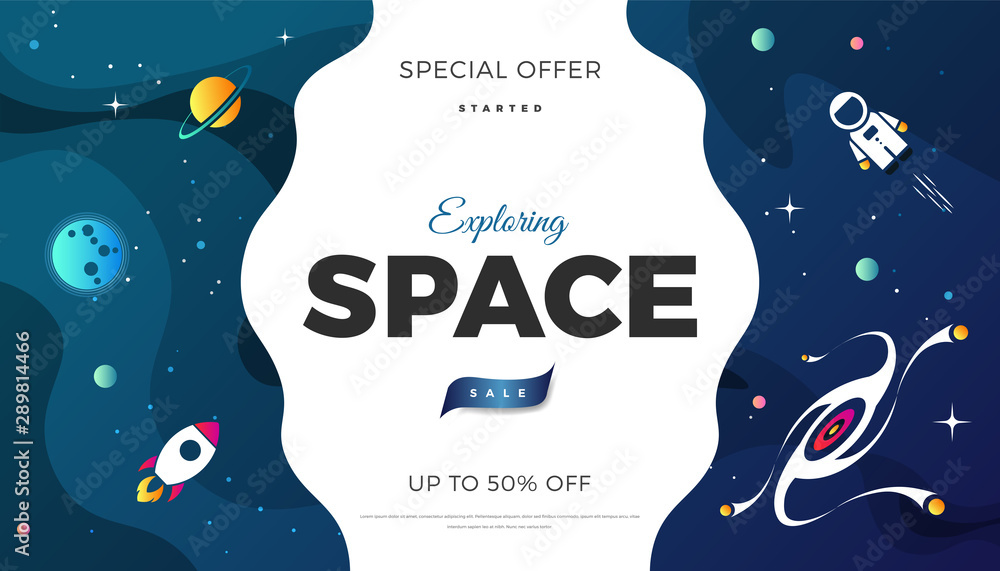 Space exploration modern background design with a Galaxy, Astronaut ...