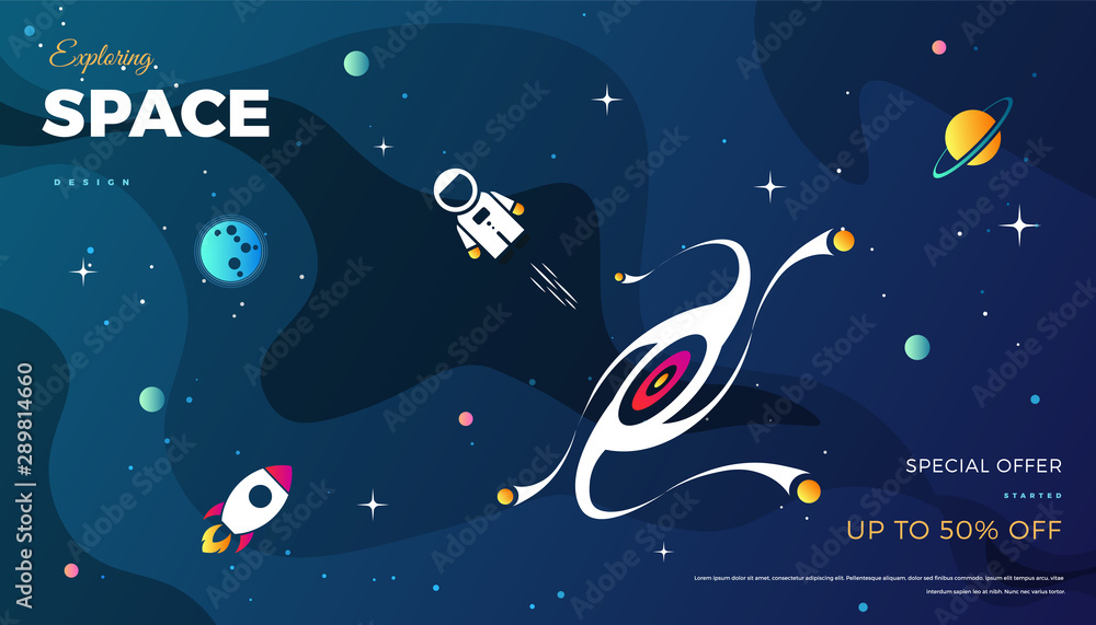 Space exploration modern background design with a Galaxy, Astronaut ...