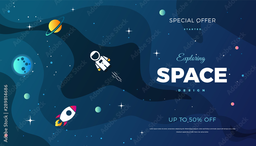 Space exploration modern background design with a Galaxy, Astronaut ...