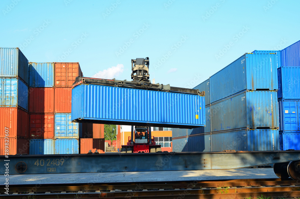 Poster Shipping container loading by richtracker on the freight rail ...