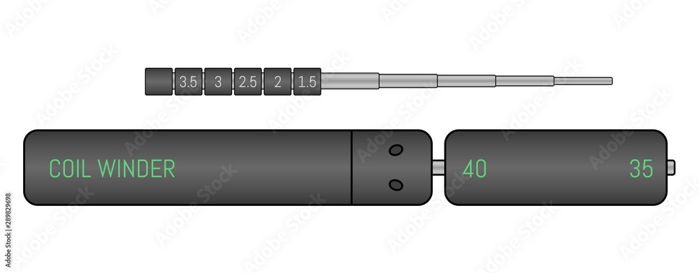 Coil jig and coil winder icons. DIY tools for vape coils. Stock Vector ...