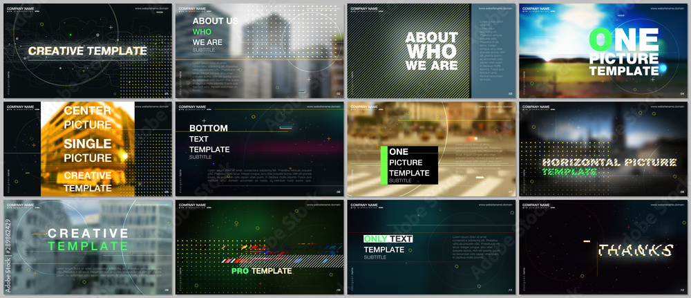 Presentations design vector templates with lines, dots and circles ...