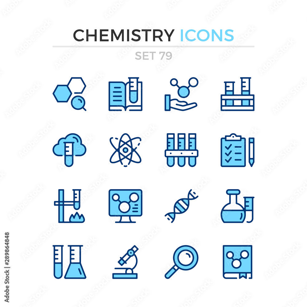 Chemistry icons. Vector line icons set. Premium quality. Simple thin ...