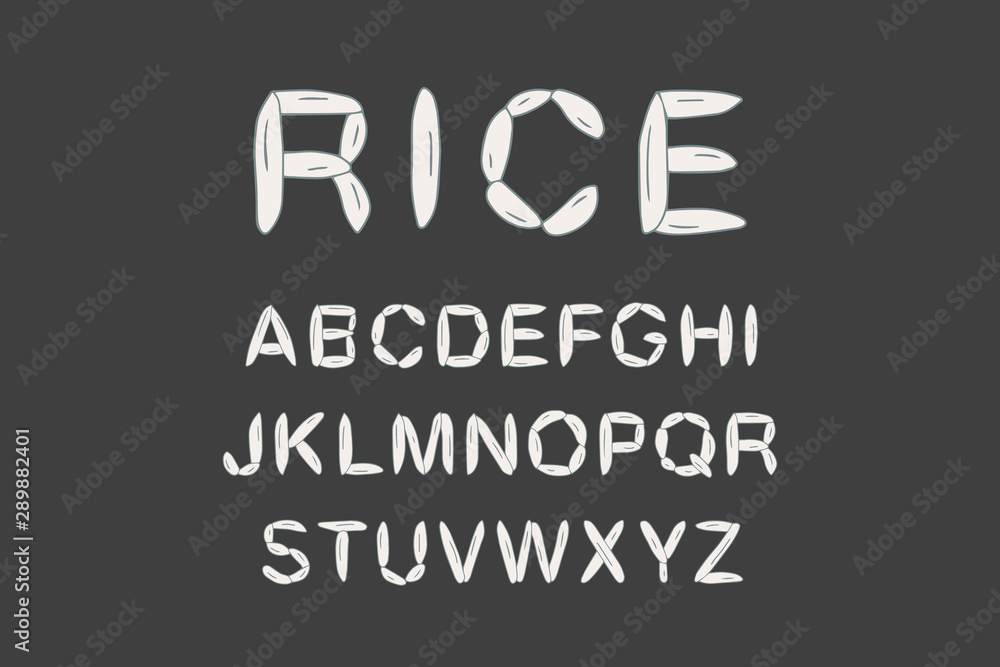 Rice hand drawn vector illustration in cartoon style japanese food abc ...