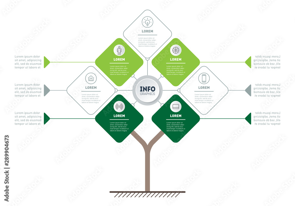 Vector infographic of technology or education process with 4 or 7 ...