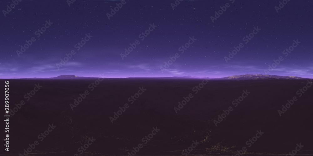 360 degree starry night sky texture, night alien desert landscape ...