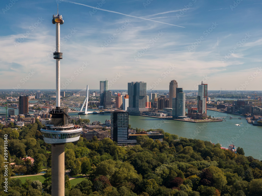 aerial image summarizing Rotterdam with the most famous landmarks in ...