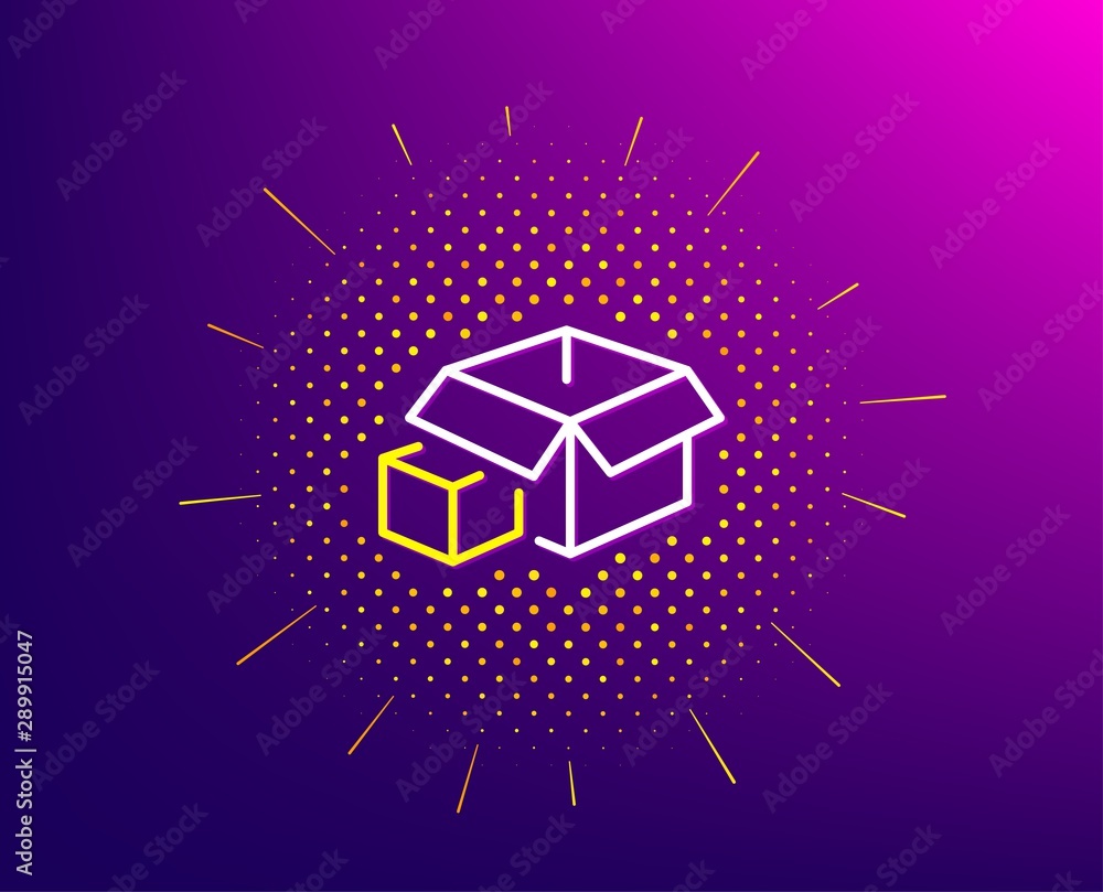 Box line icon. Halftone pattern. Delivery parcel sign. Packing boxes ...