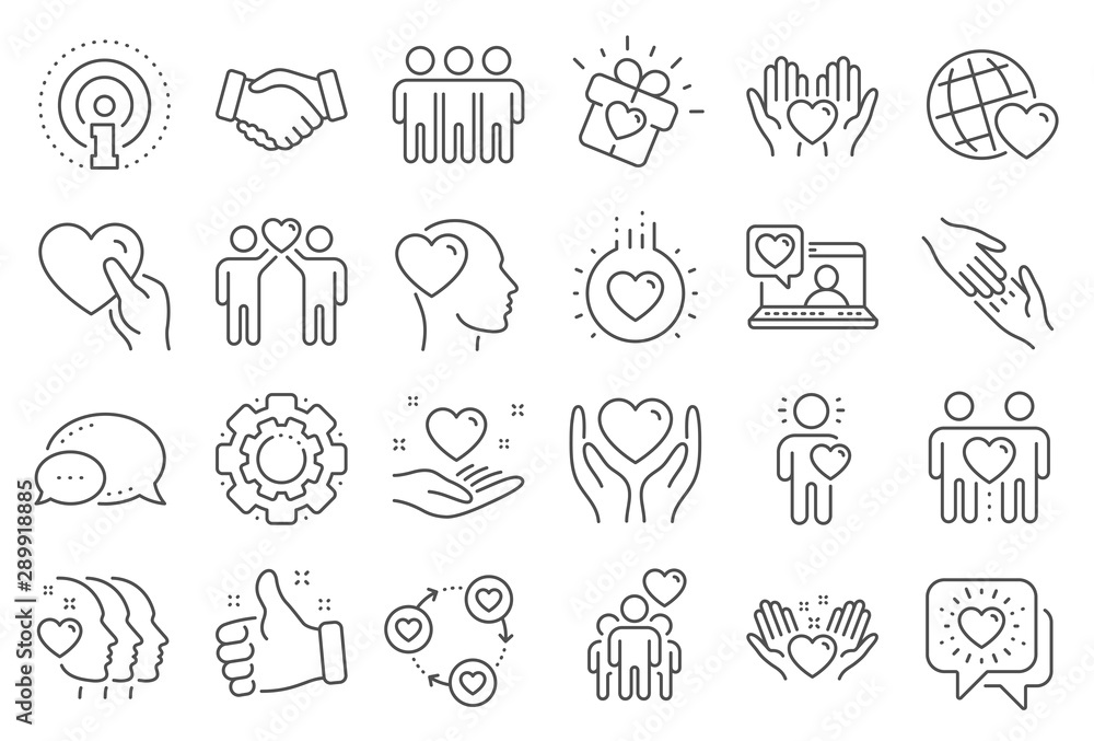 Friendship and love line icons. Interaction, Mutual understanding and ...