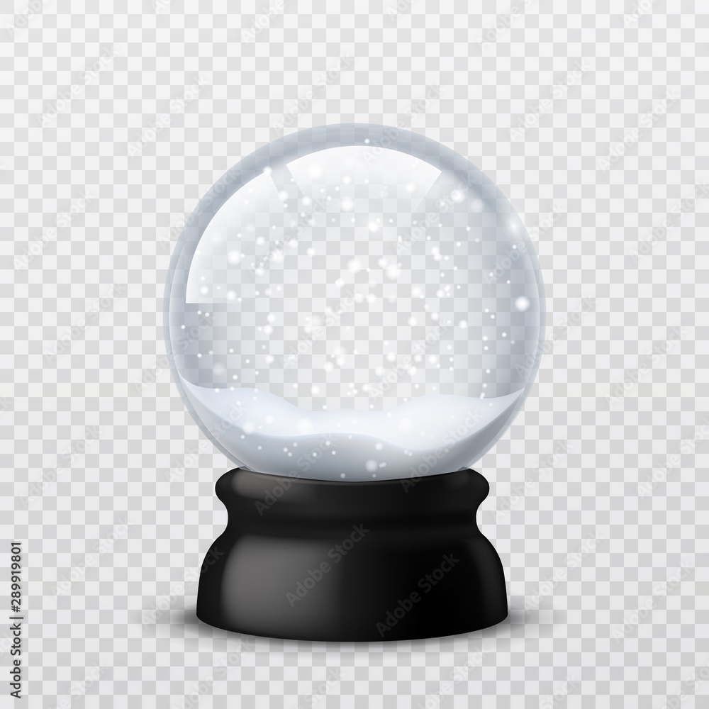 Snow ball. Christmas and new year realistic crystal with snow, xmas ...