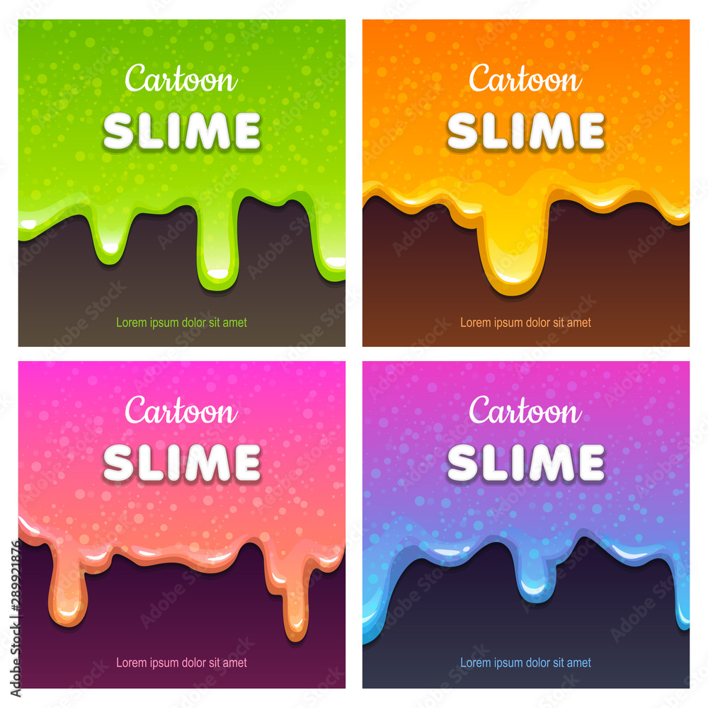 Colorful glittery slimy dribbles. Slime backgrounds set. Stock Vector ...