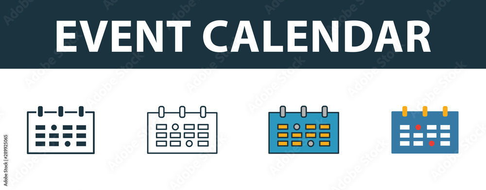 Event Calendar icon set. Four simple symbols in diferent styles from ...