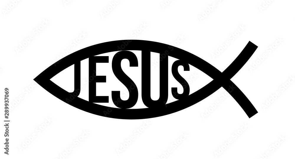 Christian fish symbol. Jesus fish icon religious sign. God Christ logo ...