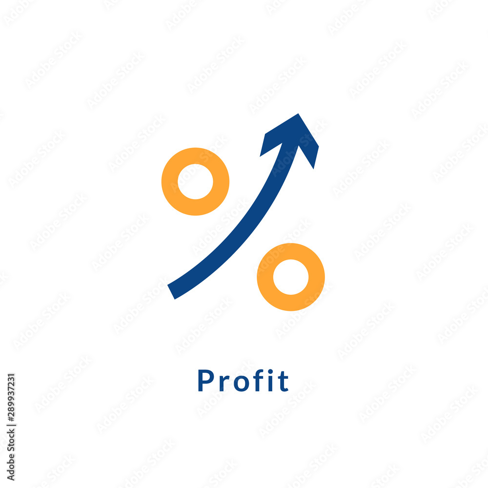 Profit growth icon chart arrow. Profit up success business icon ...