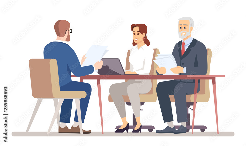 HR manager interviewing job applicant flat vector illustration ...