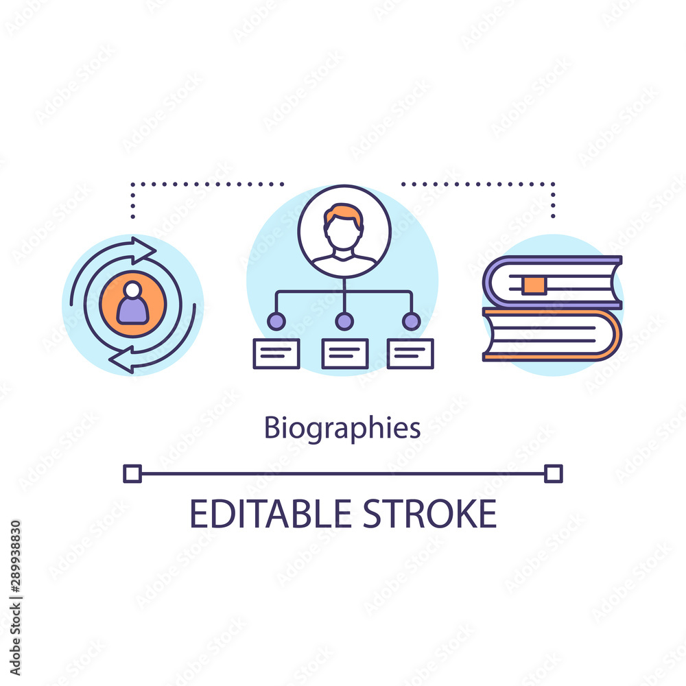 Biographies concept icon. Memoir idea thin line illustration. Life ...