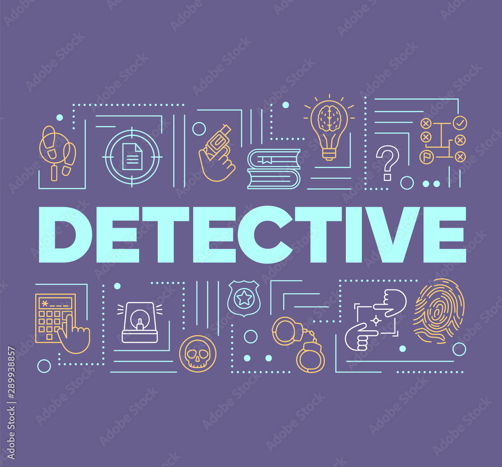 Detective word concepts banner. Presentation, website. Crime fiction ...