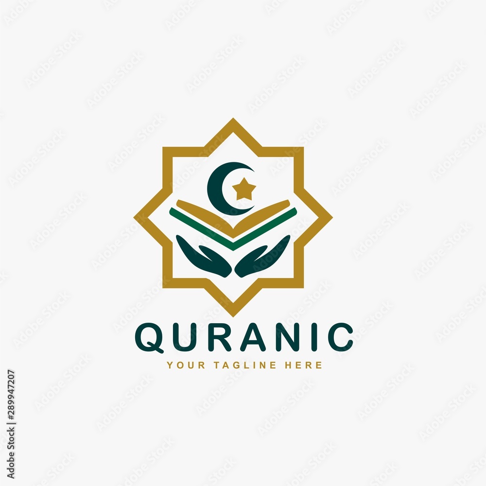 Quran logo design vector. Text of islam illustration symbol. Arabic ...