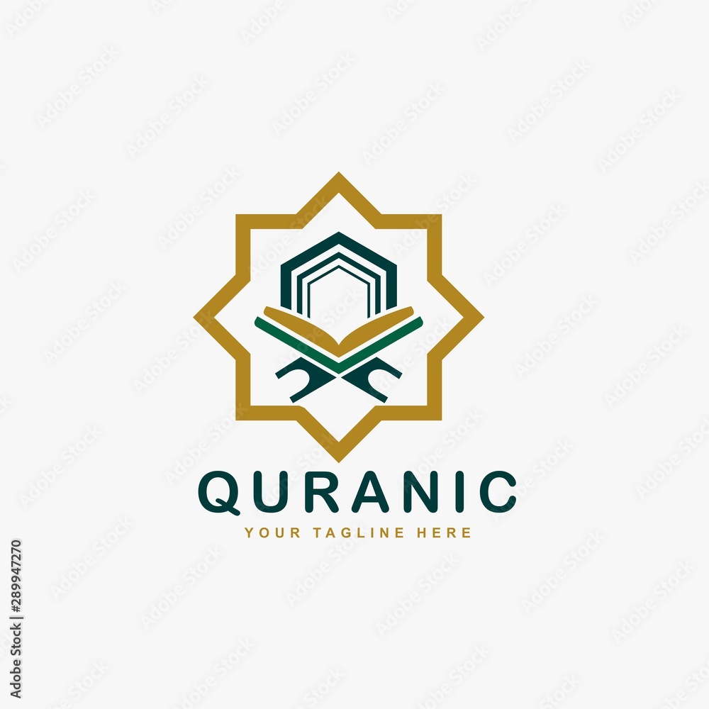 Quran logo design vector. Text of islam illustration symbol. Arabic ...