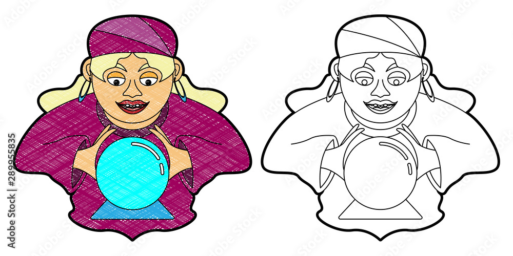 fortune teller design vector with texture. black and white colors Stock ...