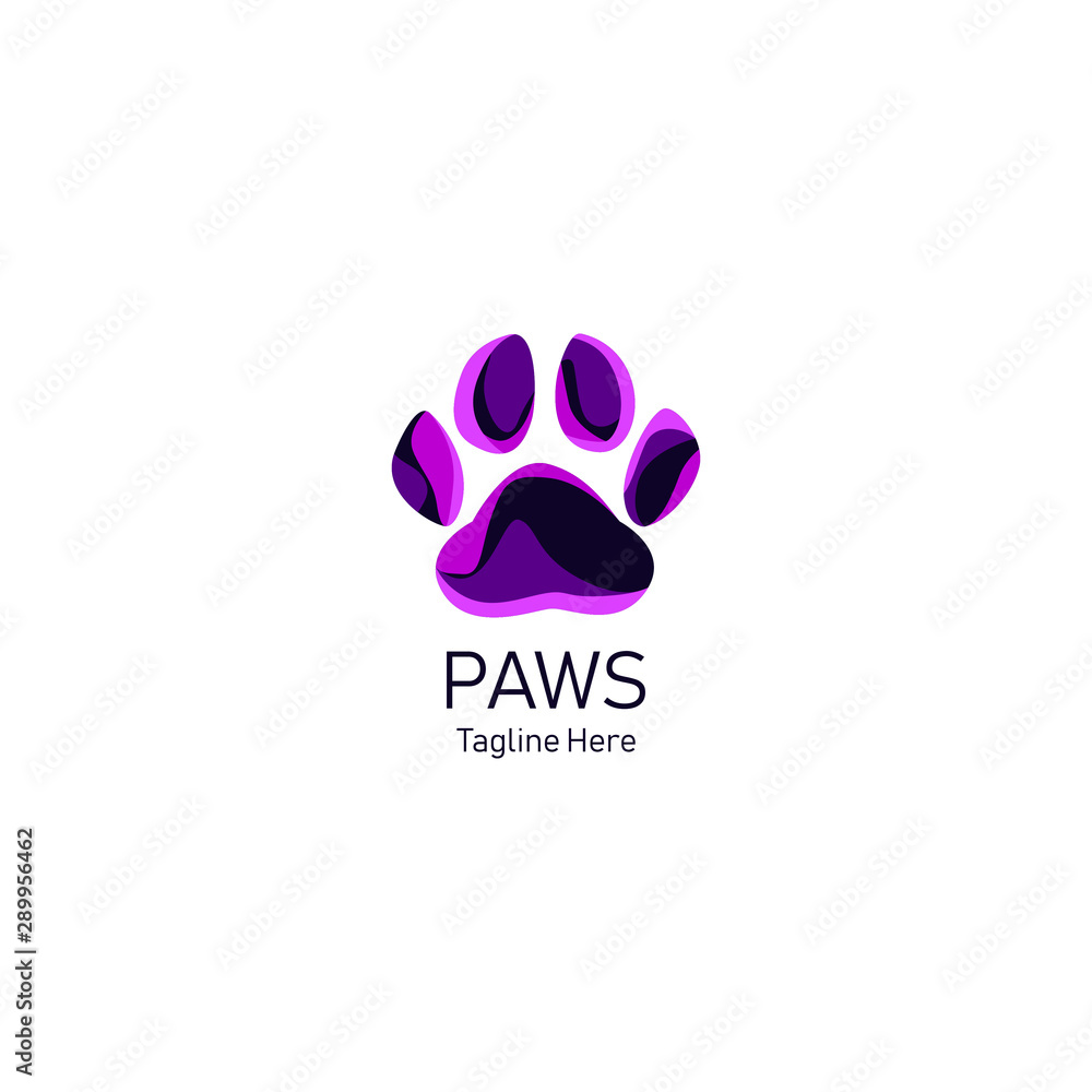 purple paws logo. dog footprint logo. pet shops logo. grooming logo ...