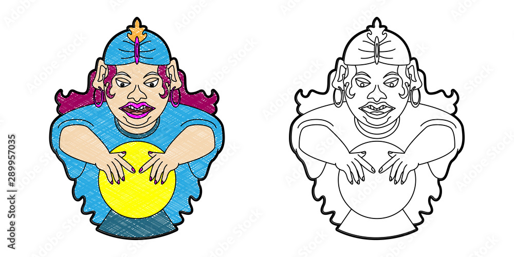 fortune teller design vector with texture. black and white colors Stock ...