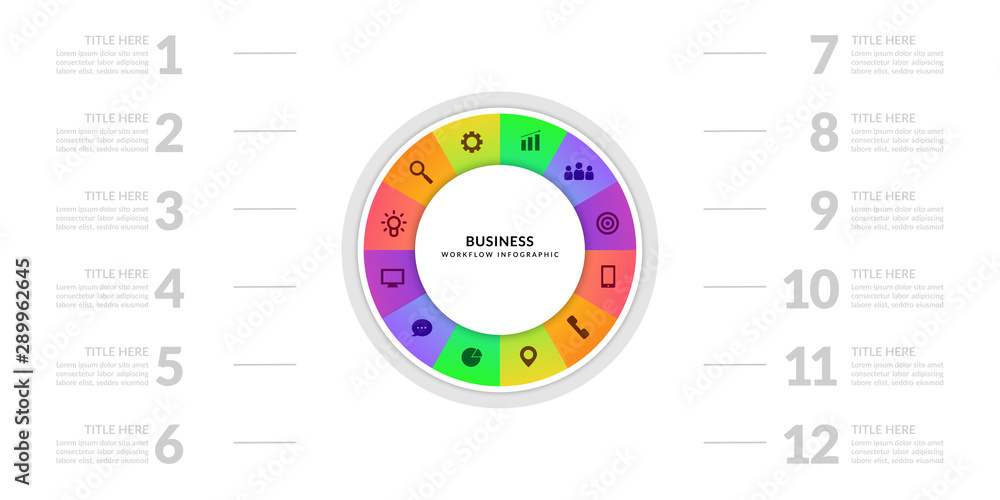Colorful business cycle chart with multiple segment,Cycle step ...