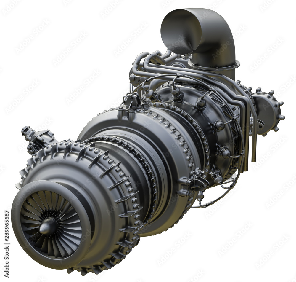 Gas turbine engine of power plant. 3d rendering. Stock Illustration ...
