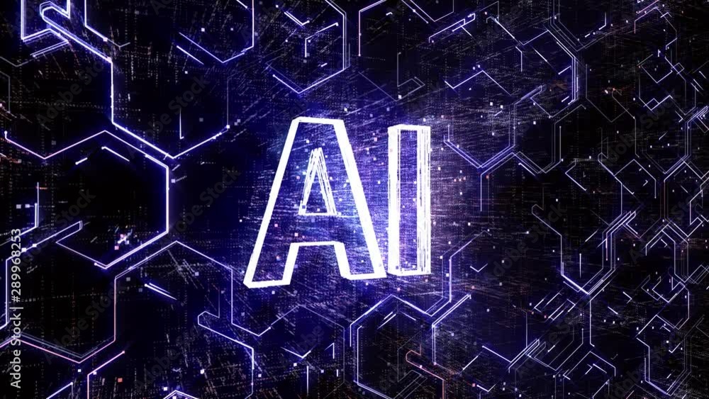 Video Stock 4k AI word Artificial Intelligence Brain circuit tag cloud ...