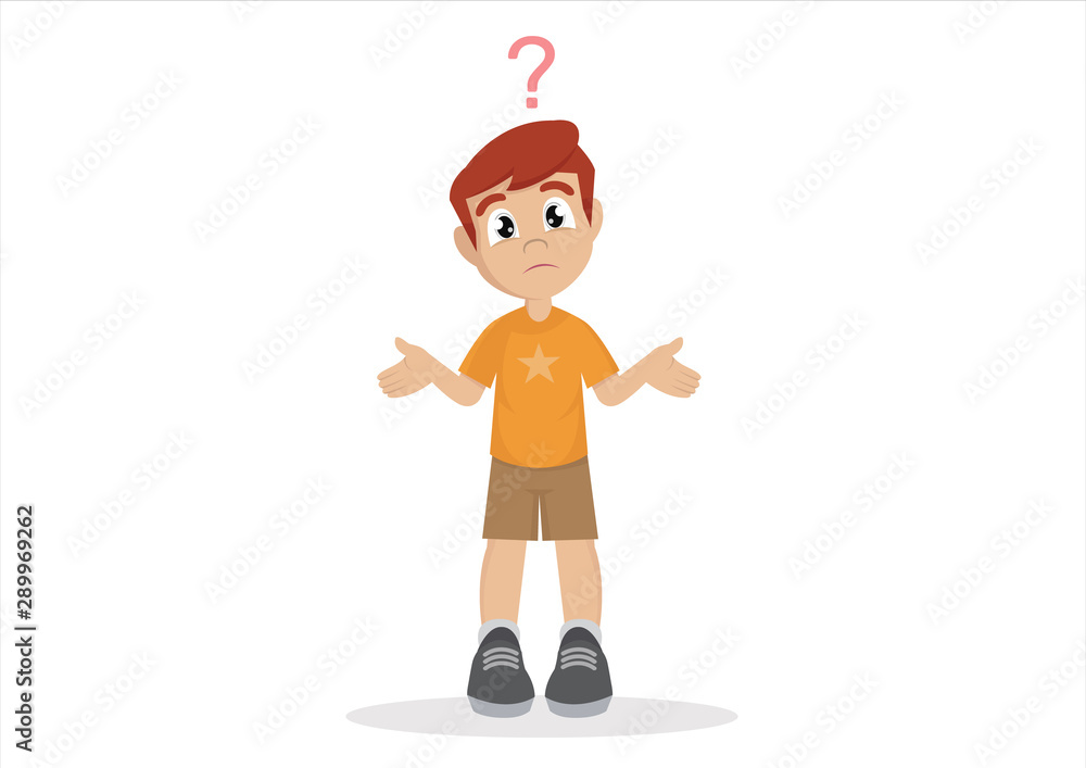 Cartoon character, Confused child. Stock Vector | Adobe Stock