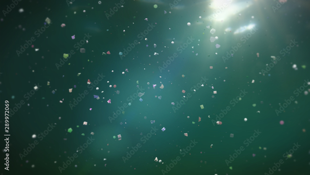 microplastics floating in ocean water, micro plastic pollution Stock ...