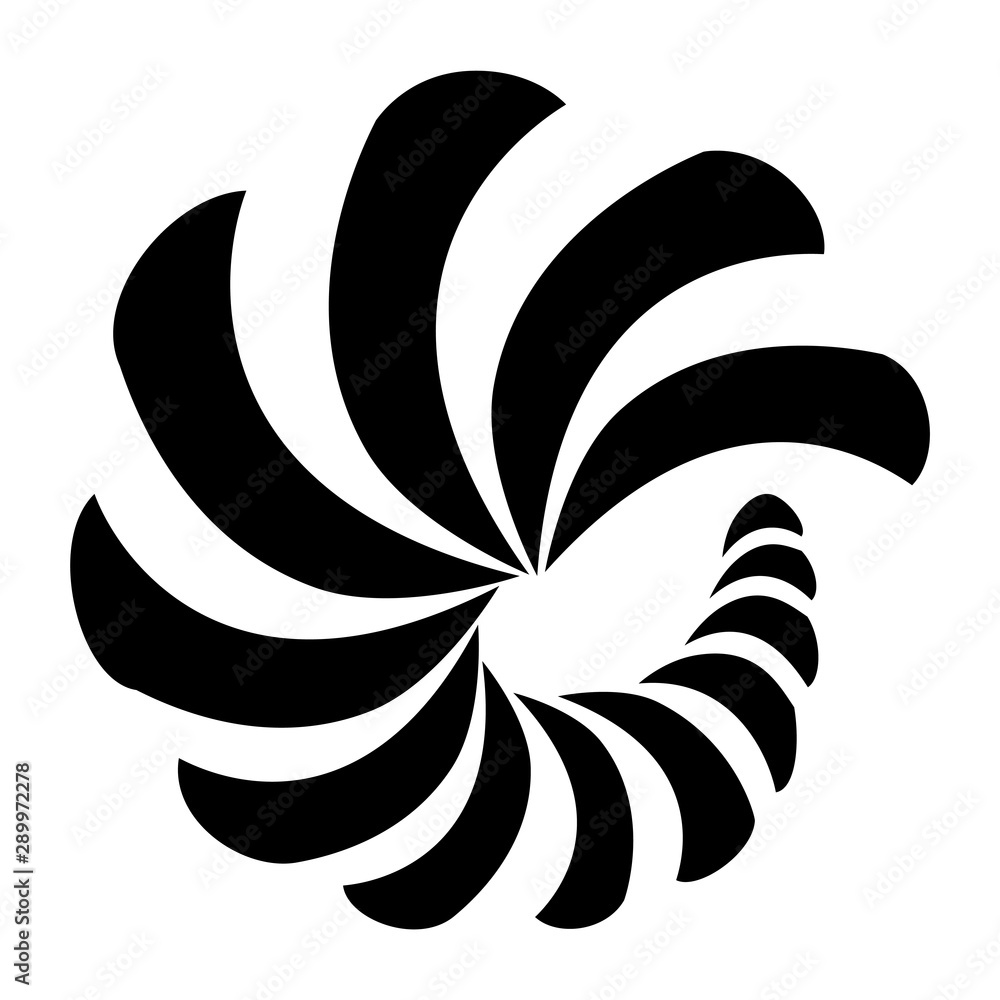 Maori Koru Nautilus Spiral Logo black Stock Vector | Adobe Stock