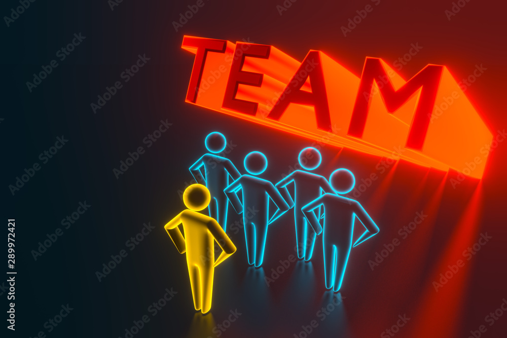 Teamwork. Conceptual business 3d man illustration. People are standing ...