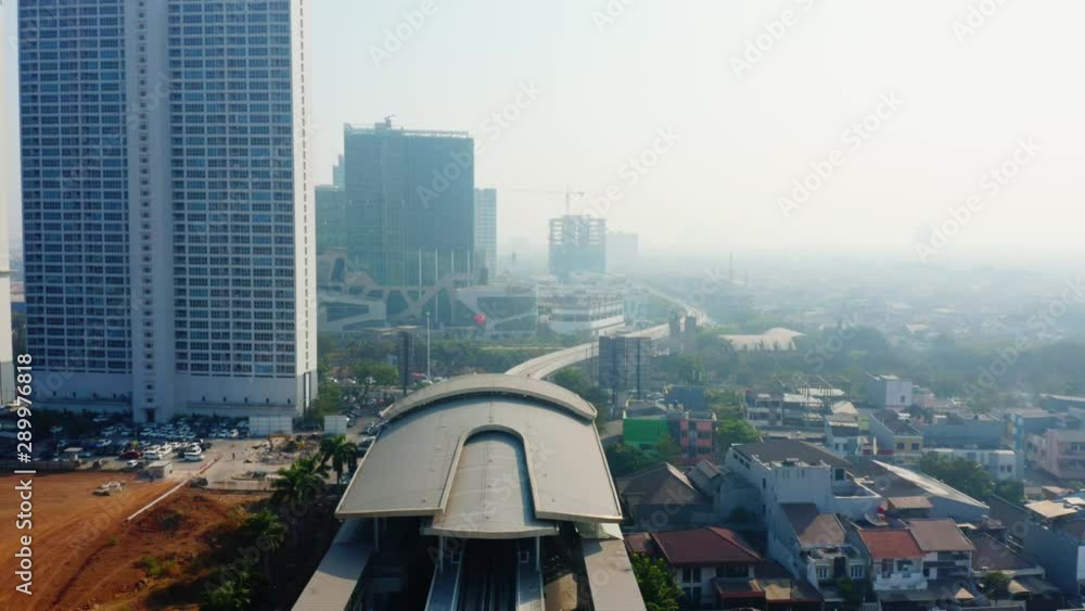 JAKARTA, Indonesia - September 10, 2019: Aerial view of Jakarta MRT ...