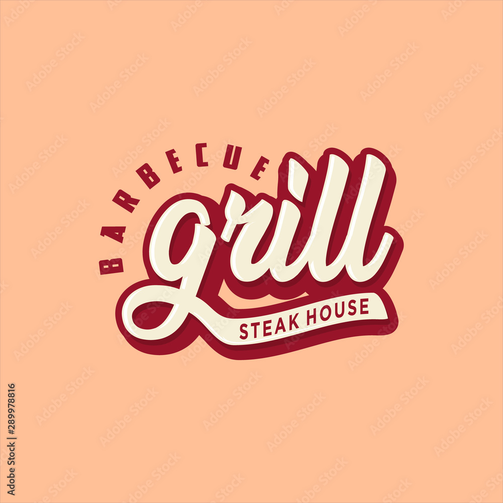 said the grill with hand lettering logo. barbecue, steak house logo ...