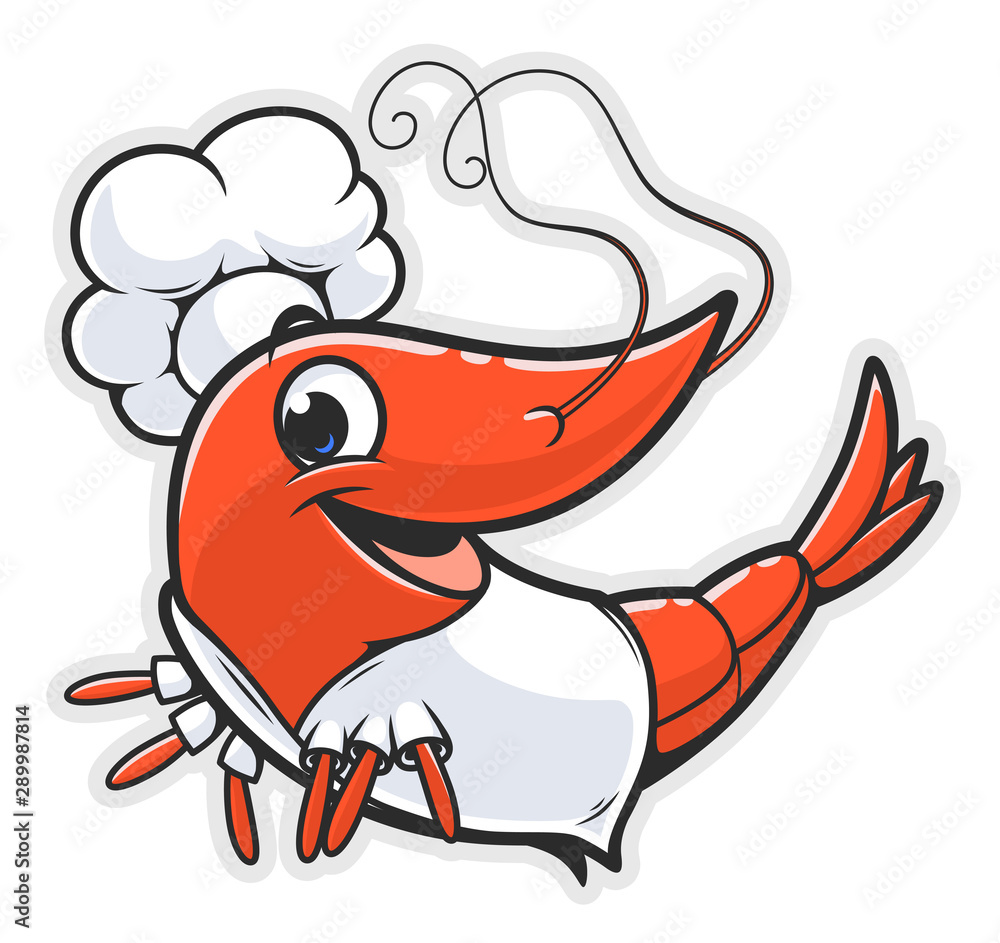 Cartoon shrimp cook Stock Vector | Adobe Stock