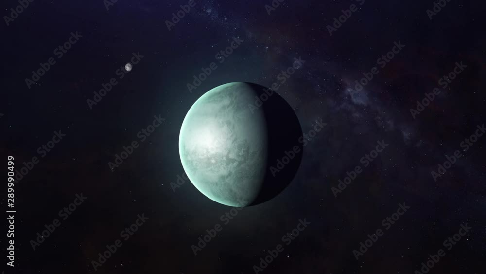 Habitable alien Earth like exoplanet with moon in space 4K Stock ビデオ ...