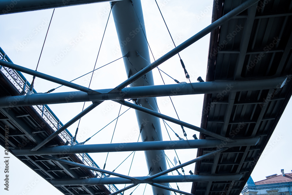 Metal elements of the bridge construction. Steel bridges can be ...